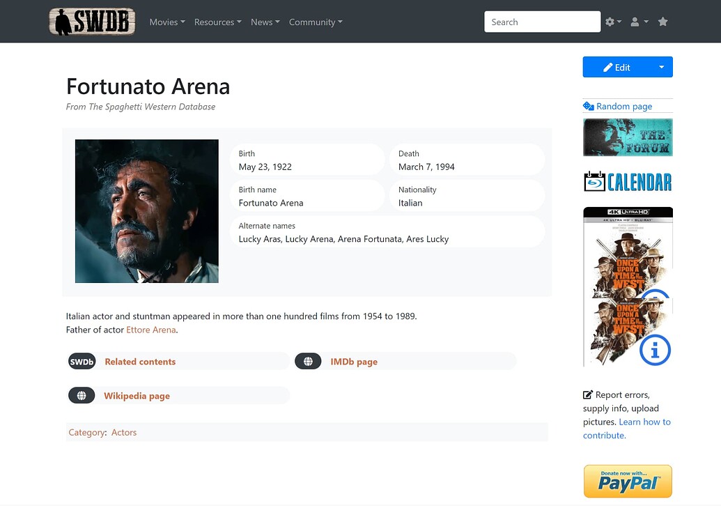 Actor/Actress categories and pages - Bureau 📋 - The Spaghetti Western ...